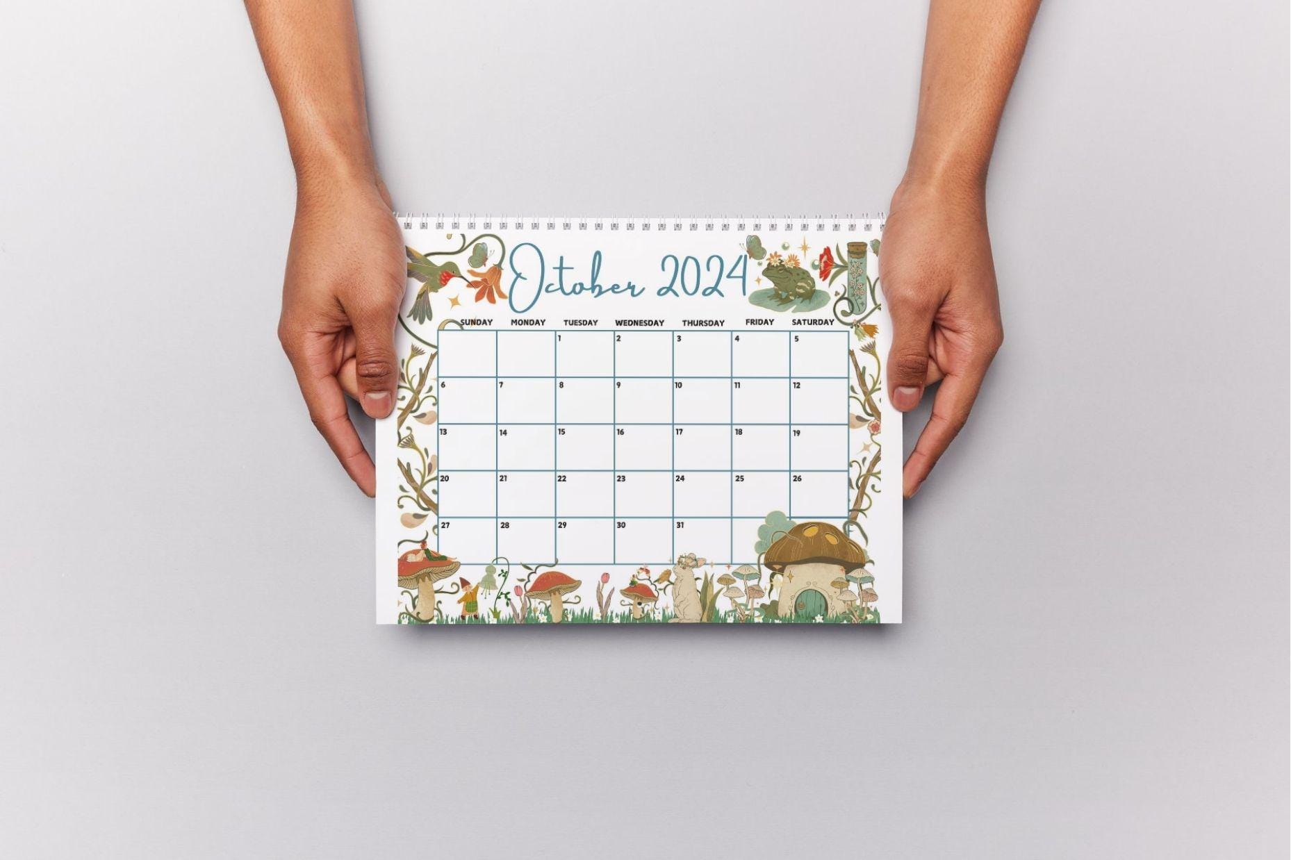 EDITABLE, Digital-printable October 2024 Calendar. Cute Fairy and ...