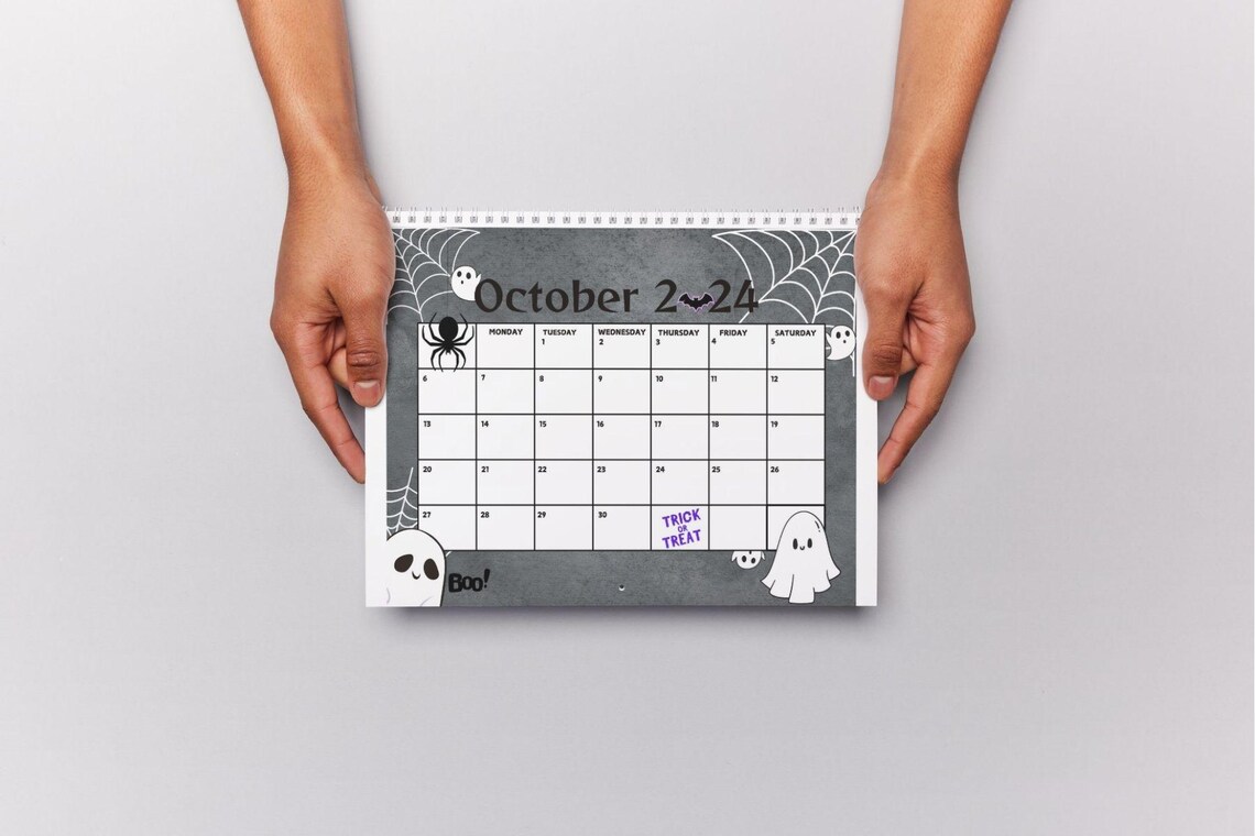 EDITABLE, Digital-printable October Halloween 2024 Ghost Calendar - Etsy