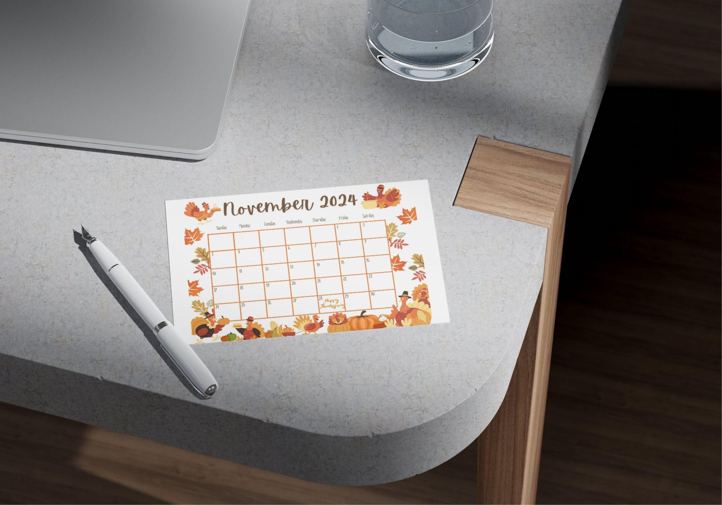 3 EDITABLE, Digital, Printable November 2024 Calendars thanksgiving ...