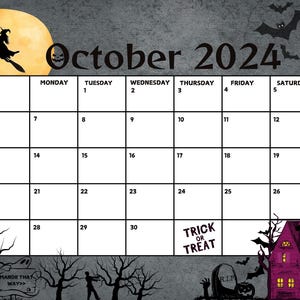EDITABLE, Digital-printable October 2024 Spooky Witch Calendar - Etsy