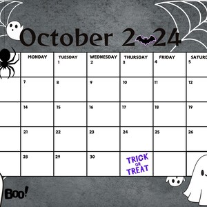 EDITABLE, Digital-printable October Halloween 2024 Ghost Calendar - Etsy
