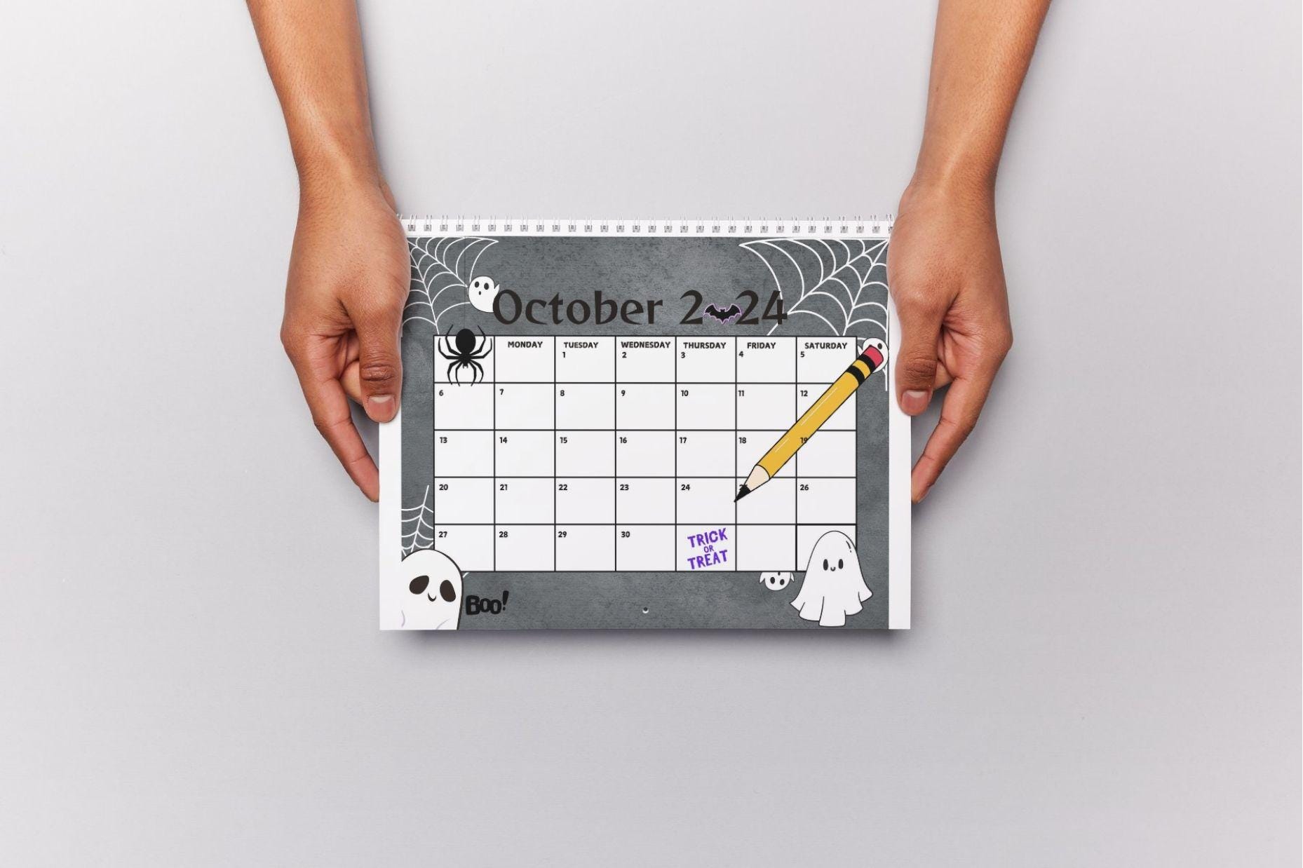 EDITABLE, Digital-printable October Halloween 2024 Ghost Calendar - Etsy