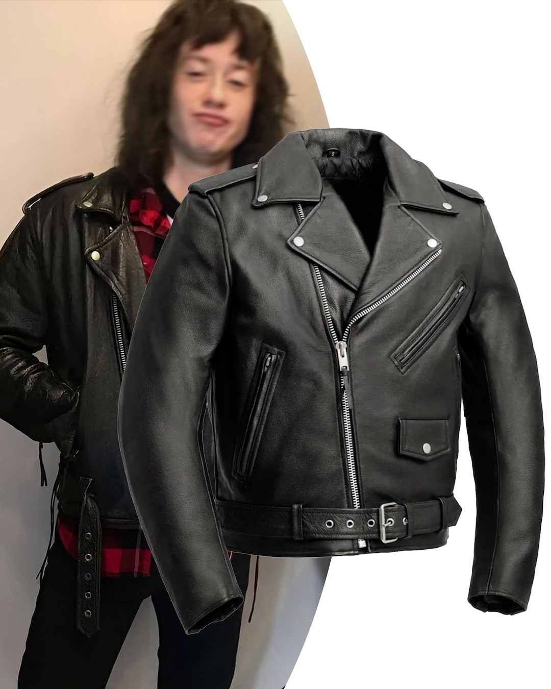 Stranger Things Eddie Munson Black Biker Genuine Leather Jacket - Etsy