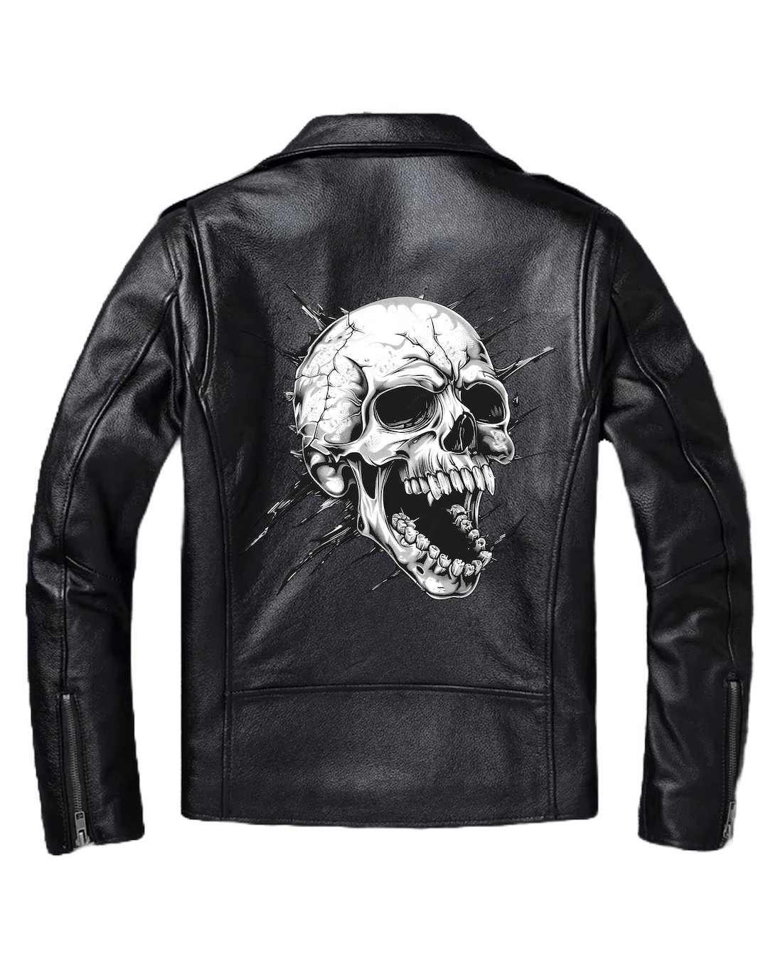 Men's Motorcycle Leather Jacket, Men's Ghost Skull Design Biker Genuine ...