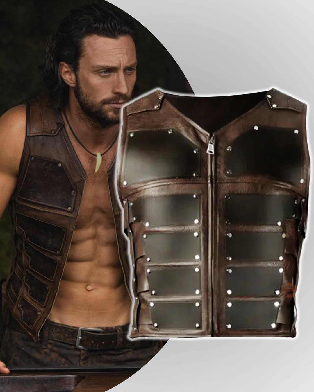 Kraven the Hunter Vest, Leather Vest, Movie Replica Leather Vest, Men's ...
