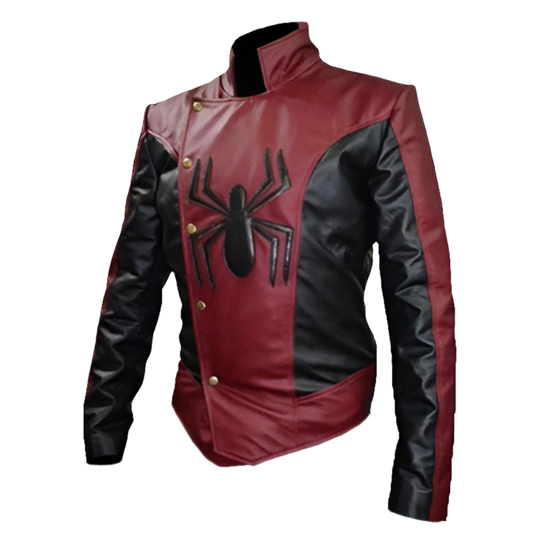 Spiderman Leather Jacket | Spiderman Red and Black Genuine Leather Jacket | Spiderman Movie ...
