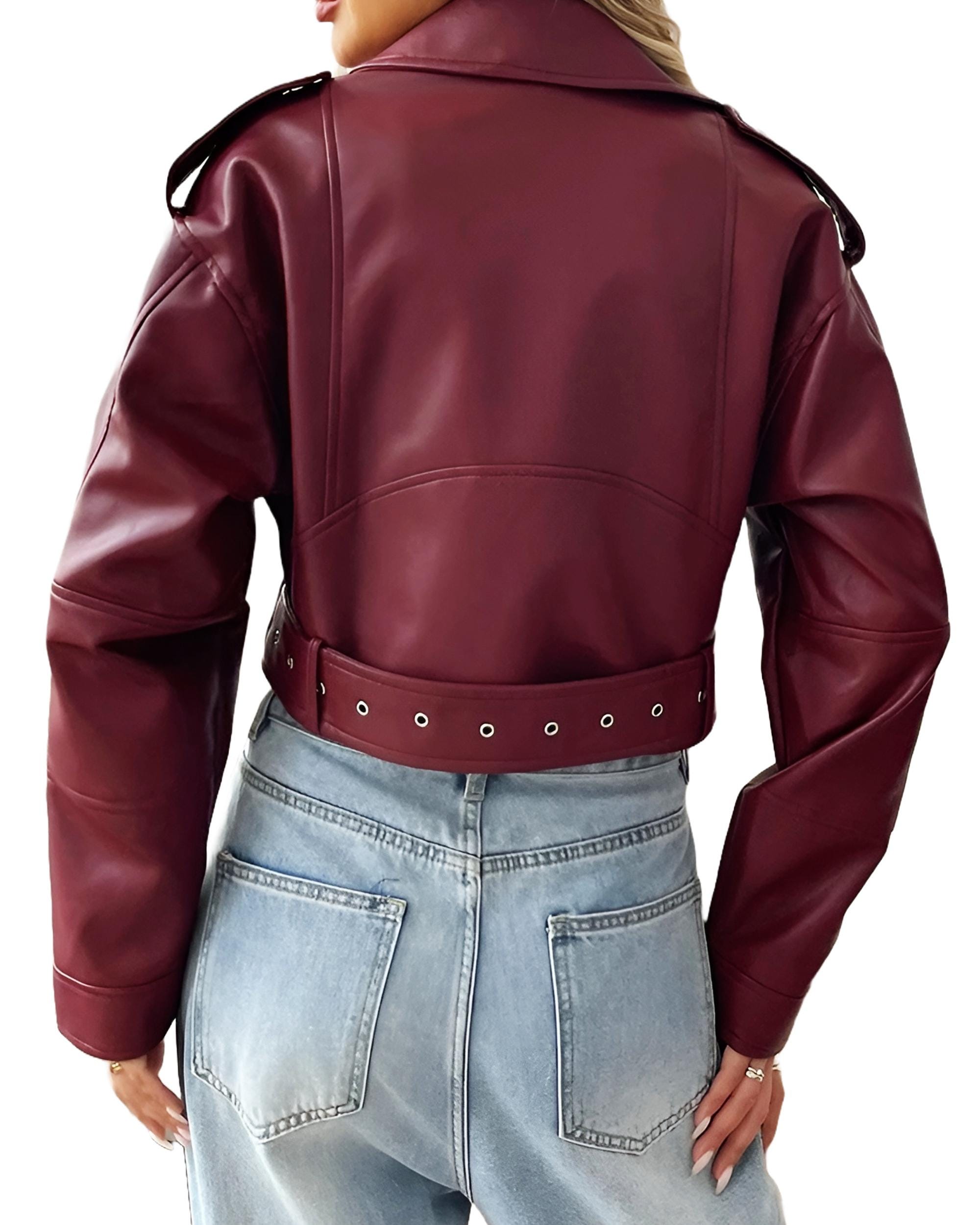 Handmade Maroon Leather Biker Jacket: Women's Motorcycle Fashion - Etsy