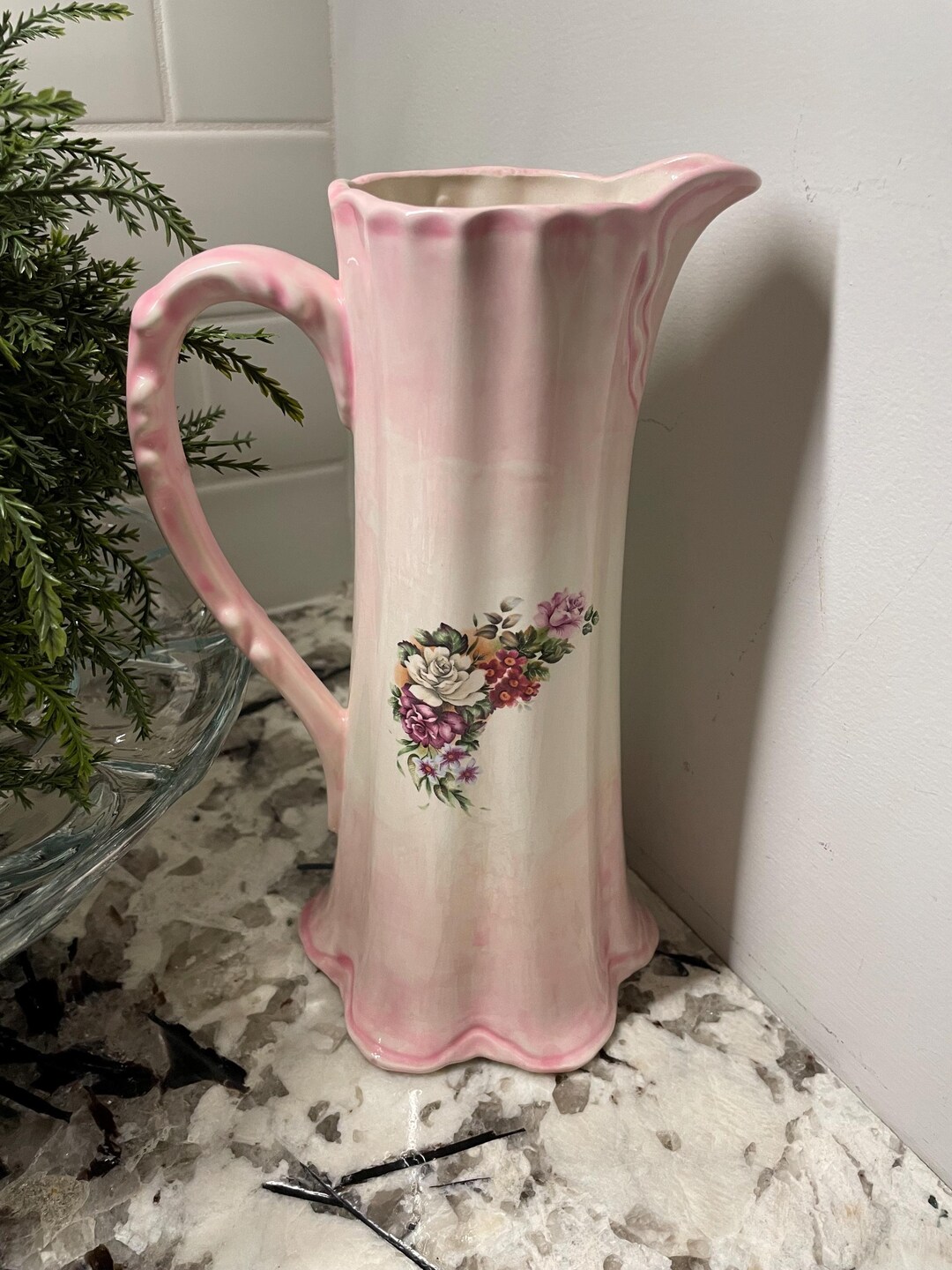 Handmade, Handpainted Glazed Art Pottery Pitcher, Hallmark: Cramer Mold ...