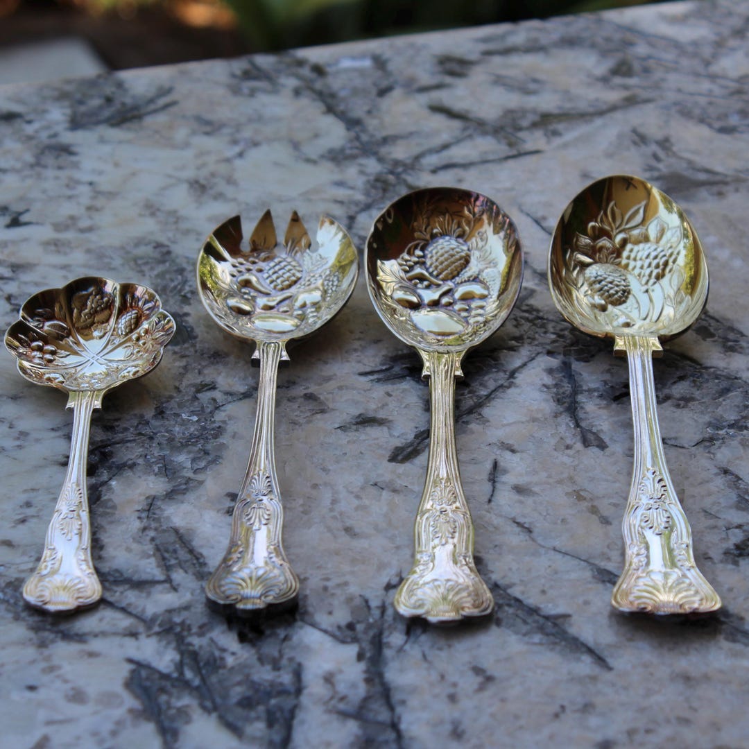 Vintage Silverplate Berry Spoons - WA Sheffield England - Embossed ...