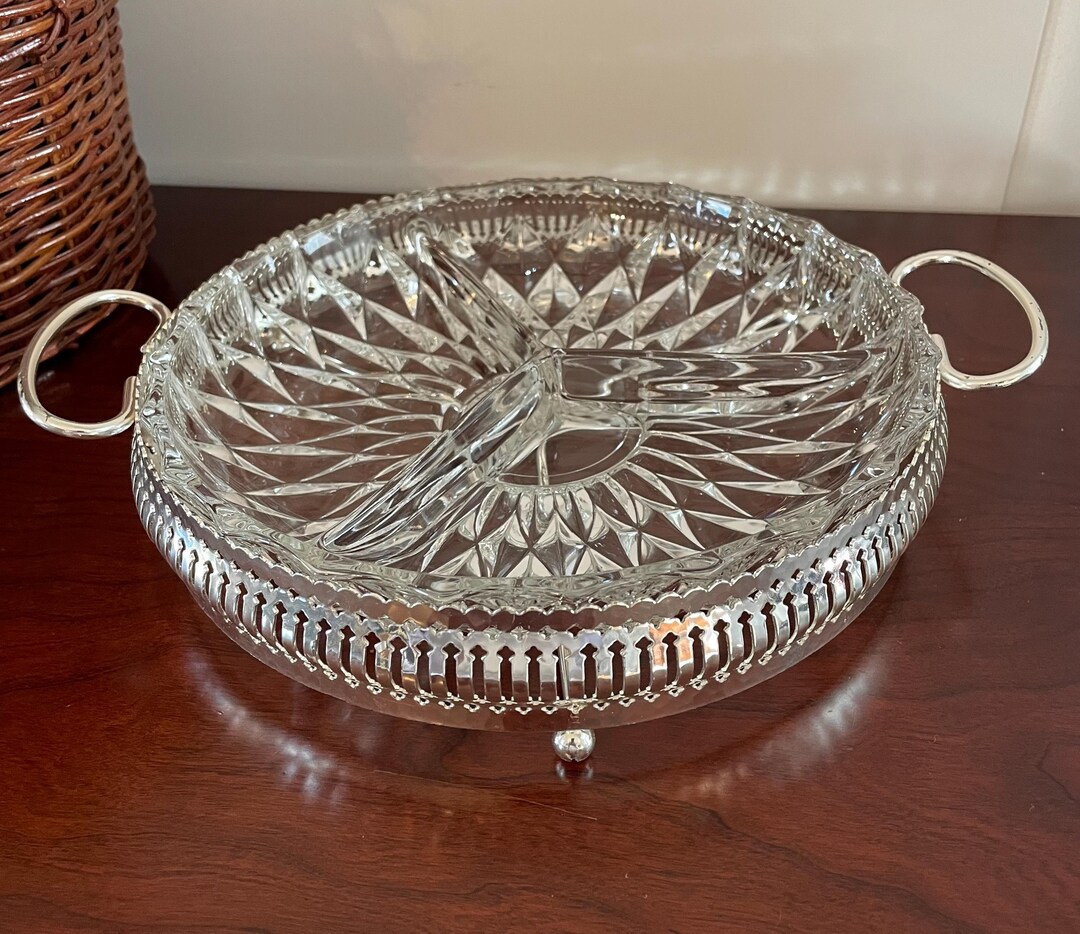 Royal Warwick Silverplated & Crystal Divided Serving Dish - Etsy