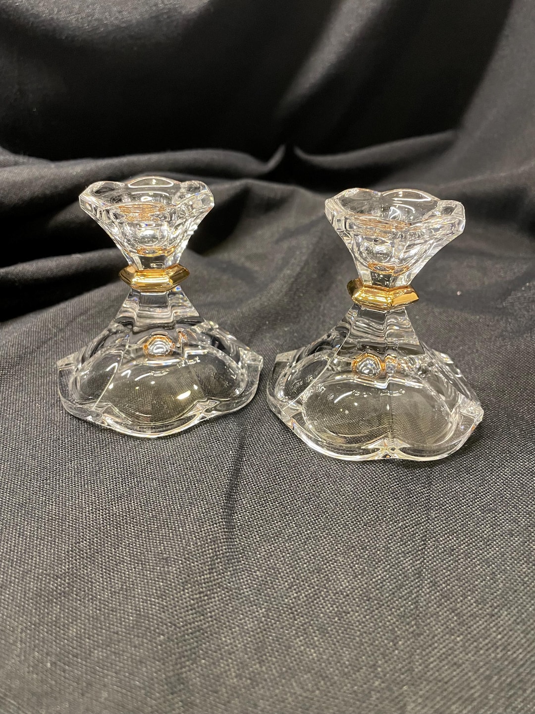 Gorham 1990s Golden Sovereign Crystal Candlestick Pair, Slovenia, 3” - Etsy