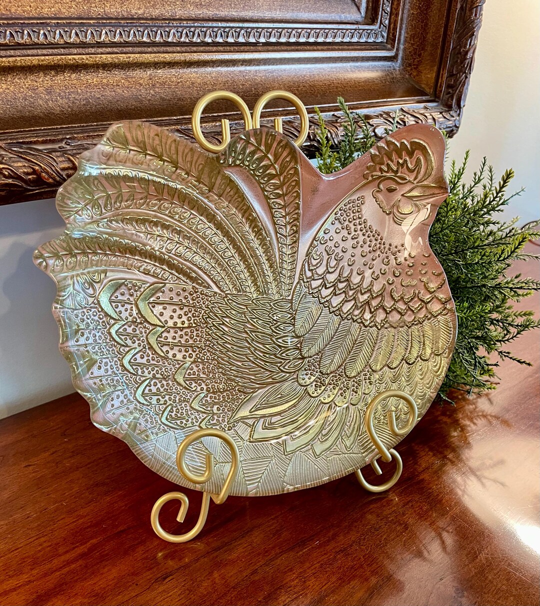 Gorgeous Turkish Glass Rooster Plate - Etsy