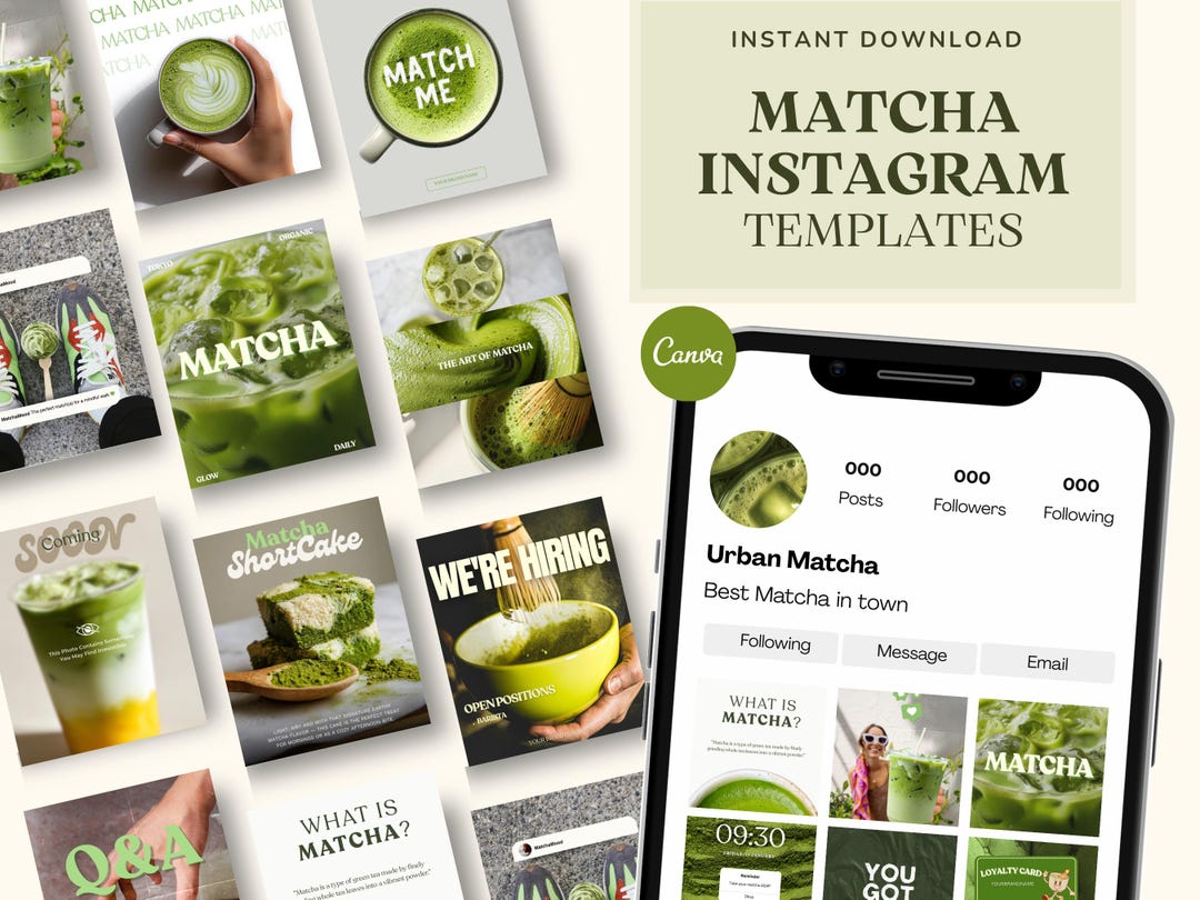 Matcha Instagram Templates: Café & Bakery Social Media Kit (canva ...