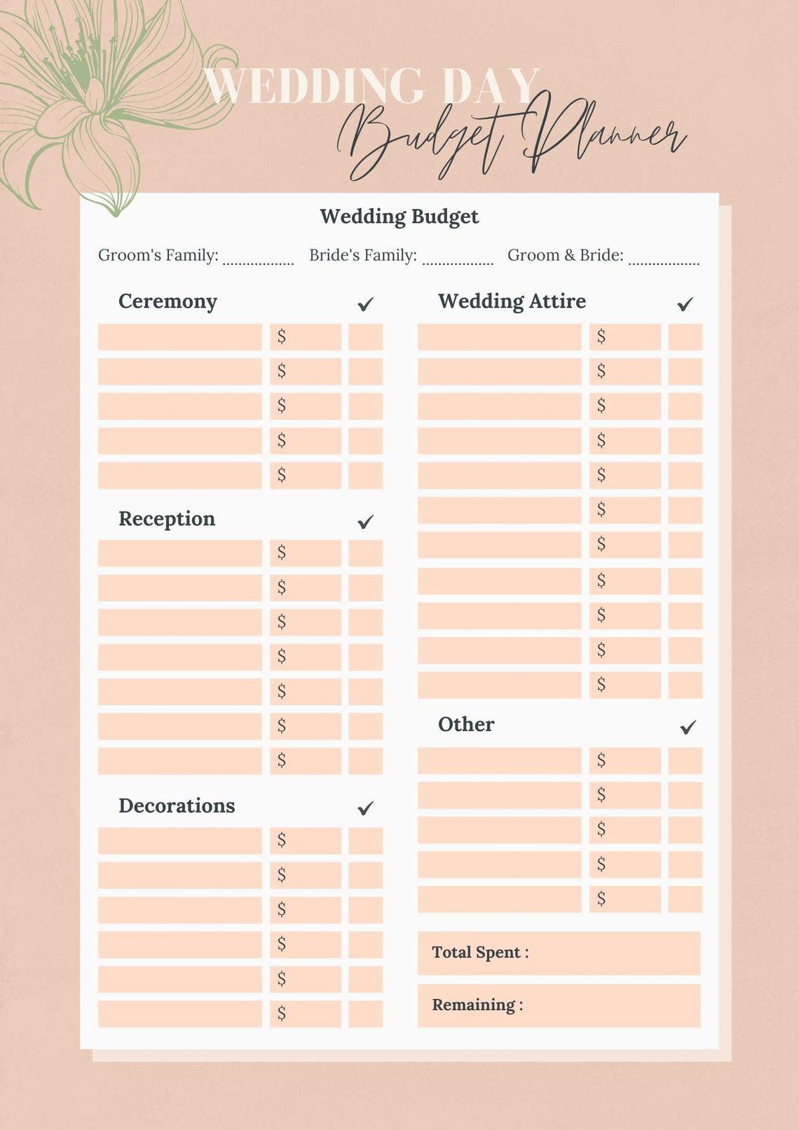 Wedding Venue Comparison Template Wedding Planning Printable Venue ...