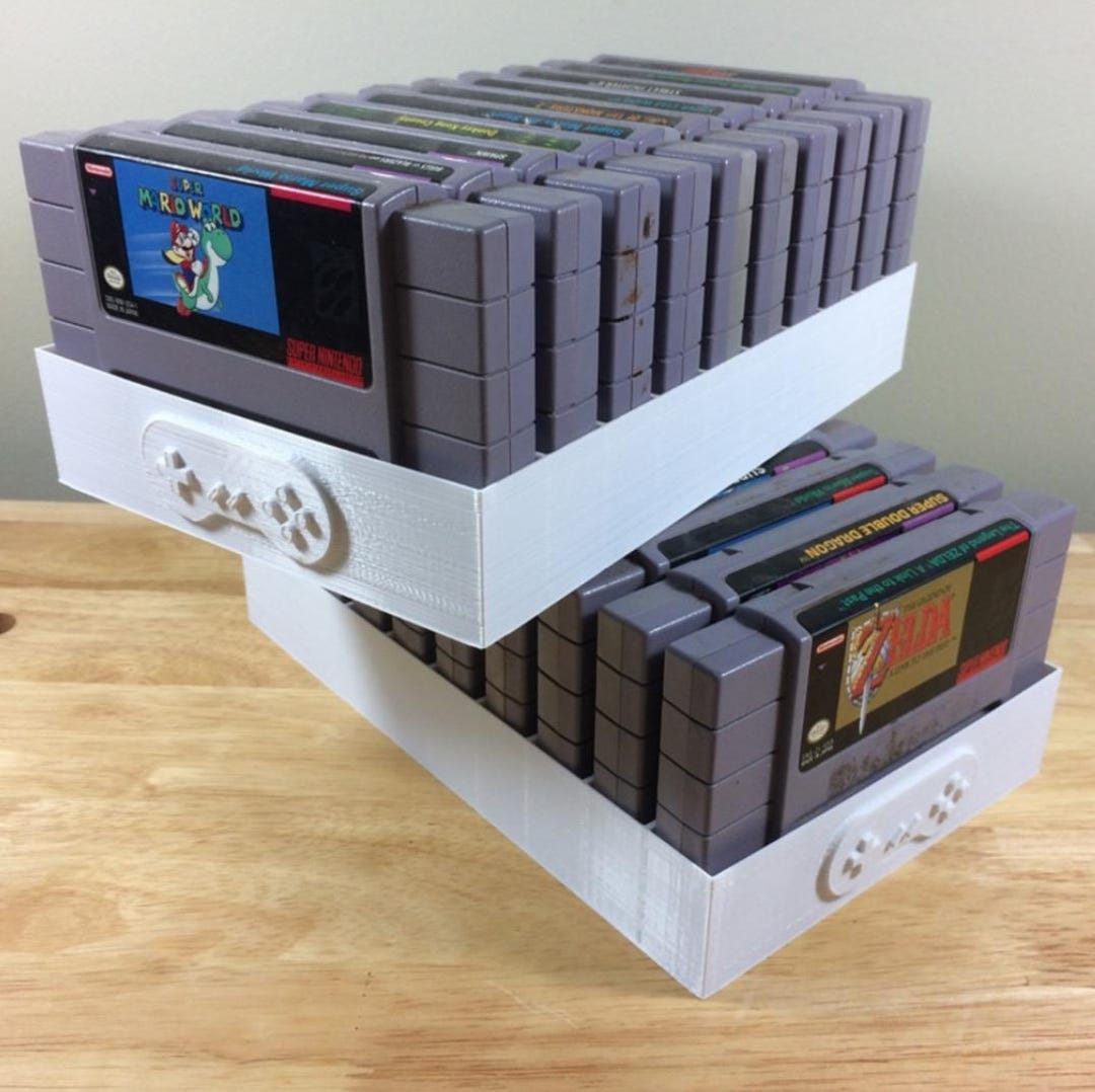 10 Game SNES Cartridge Holder - Super Nintendo Game Storage Tray ...