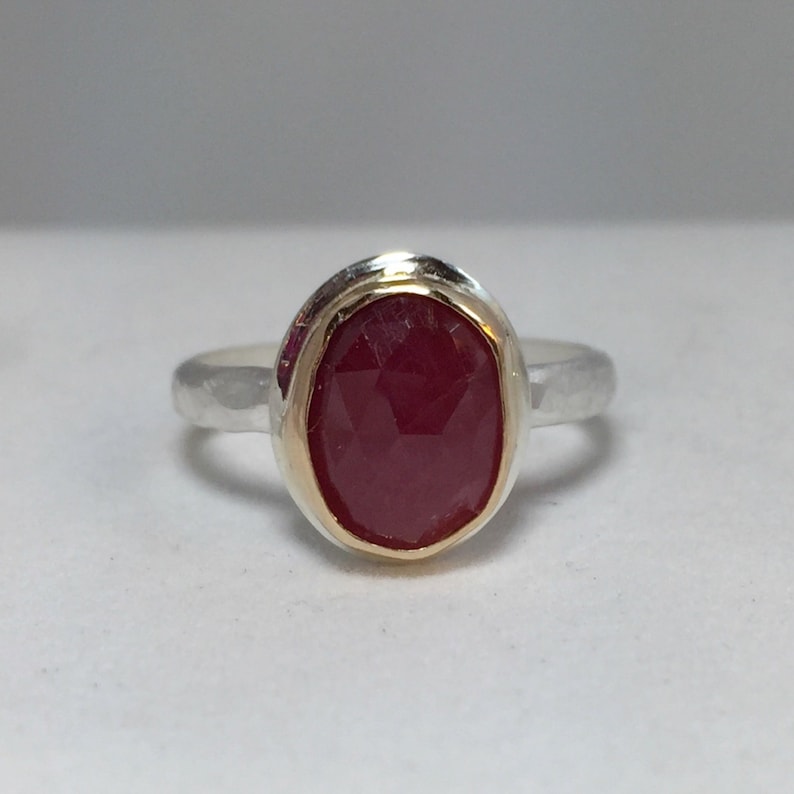 Rose Cut Ruby in 14k Gold Sterling Silver Ring Modern - Etsy