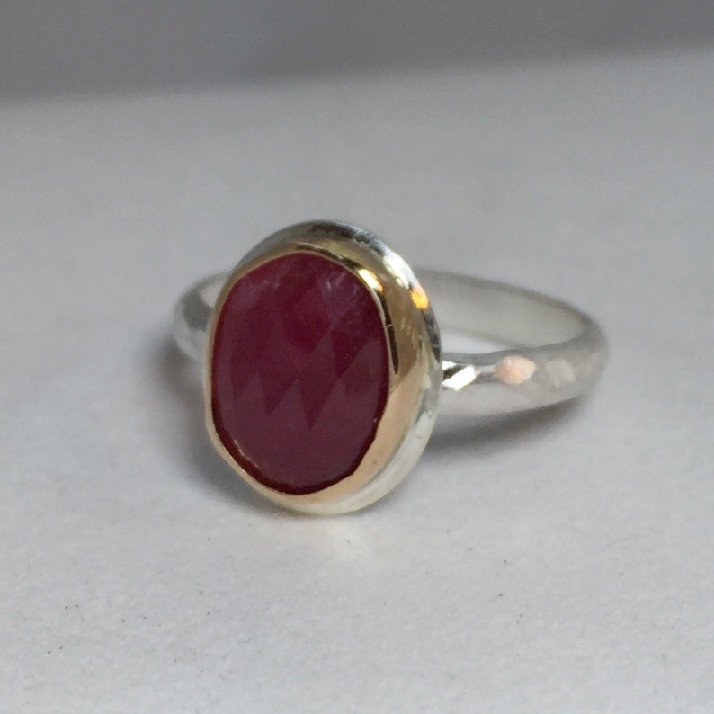 Rose Cut Ruby in 14k Gold Sterling Silver Ring Modern - Etsy
