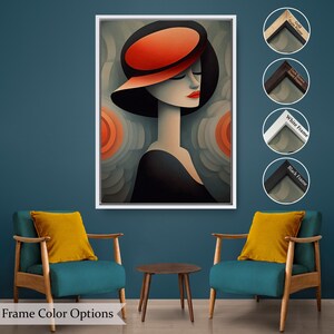 Vintage Beautiful Woman Canvas Painting, Canvas Room Decor, Framed ...