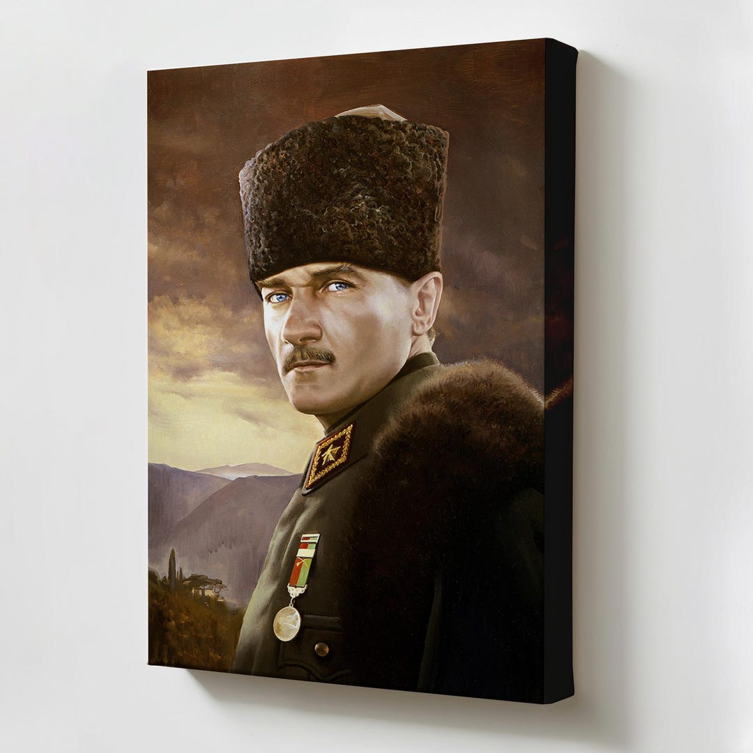 Mustafa Kemal Atatürk With Kalpak Wall Art, Framed Canvas Wall Art ...