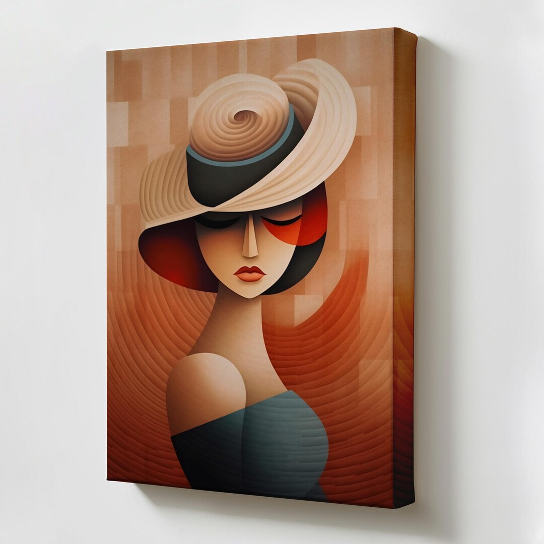 Vintage Beautiful Woman Canvas Painting, Canvas Wall Art, Home Decor ...