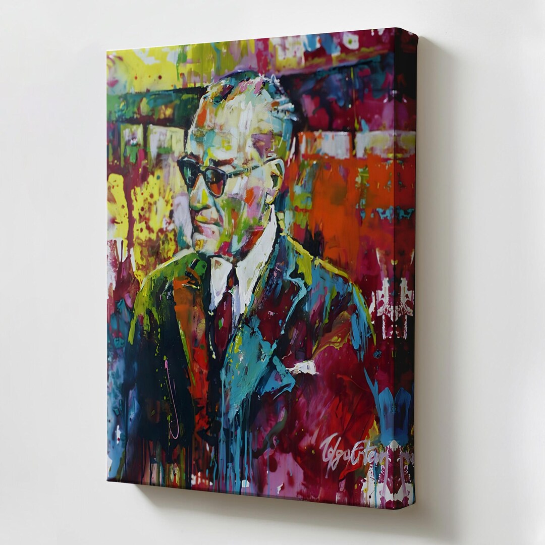 Colorful Oil Painting Effect Mustafa Kemal Atatürk Wall Art, Large Wall ...