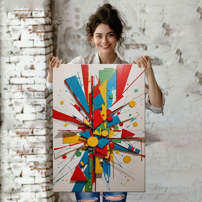 Irregular Shapes Canvas Painting, Large Wall Hanging, Home Decor Canvas ...