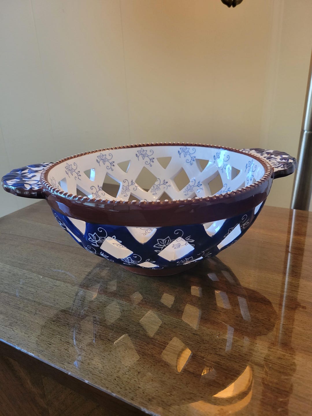 Temptations Blue Floral Lace Oven/bakeware Basket Weave Ceramic Dish - Etsy