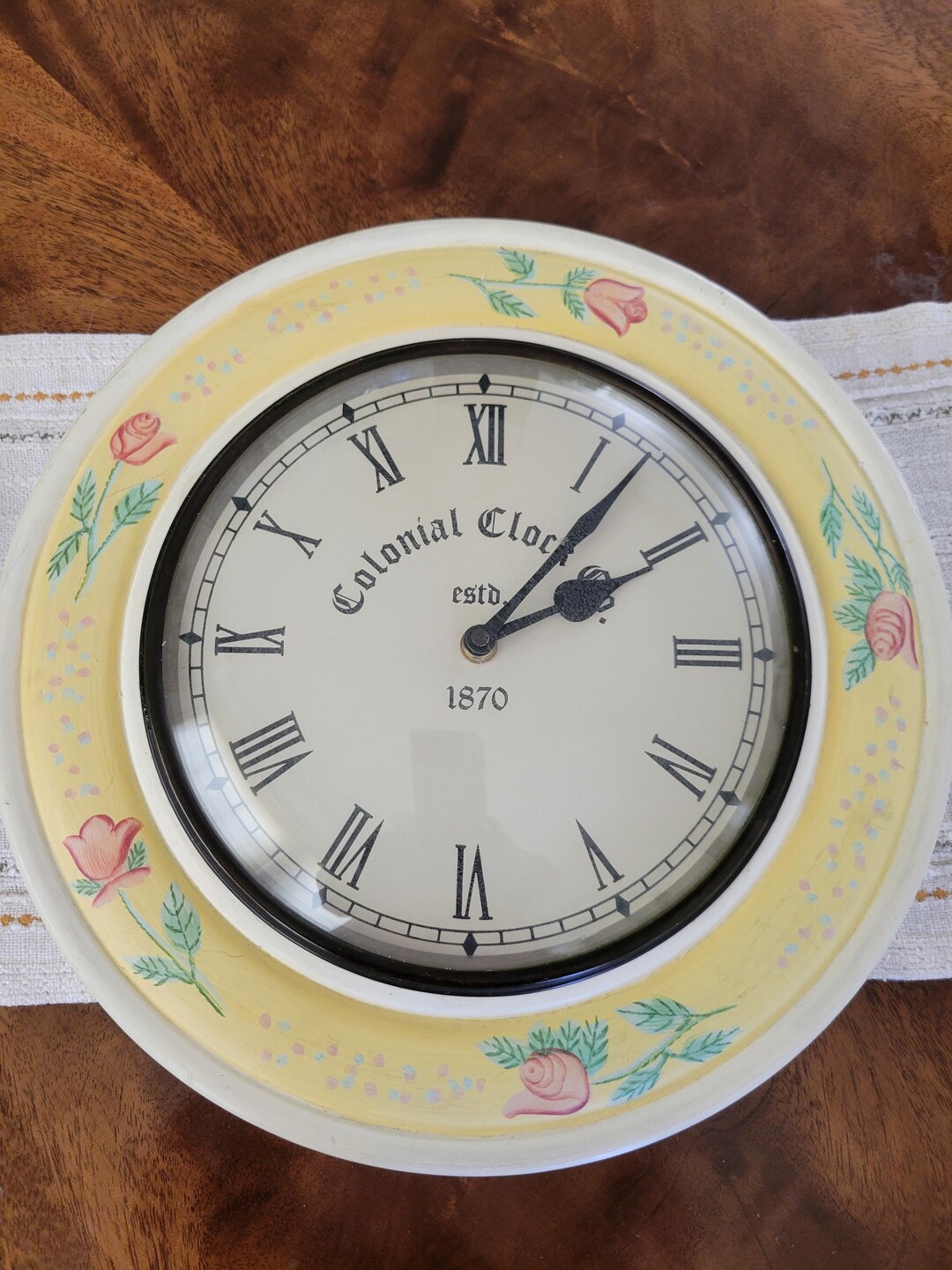 Vintage Colonial Wall Clock With Roses - Etsy