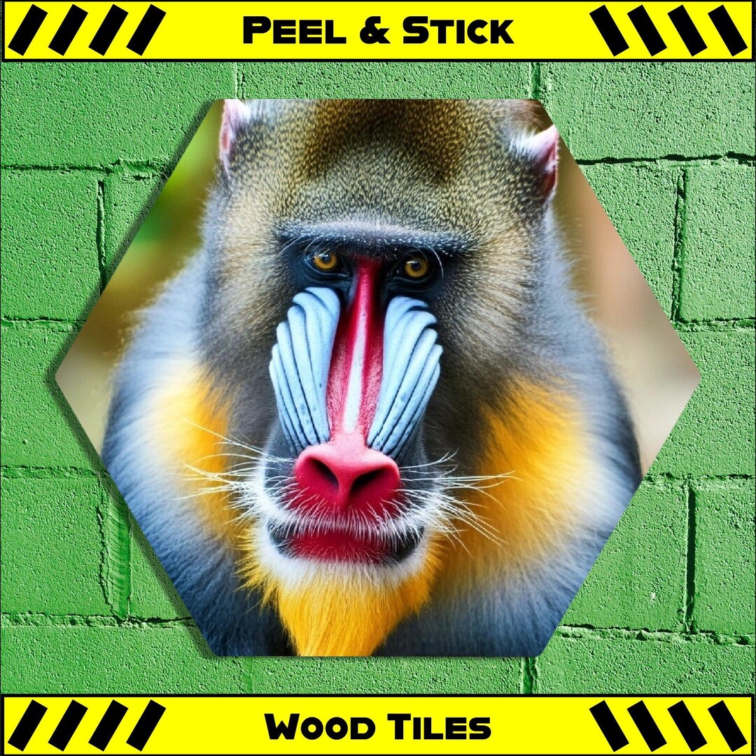 Mandrill Monkey peel & Stick Hexagon Wood Tile 8 X 9 X .25 Thick Wood ...