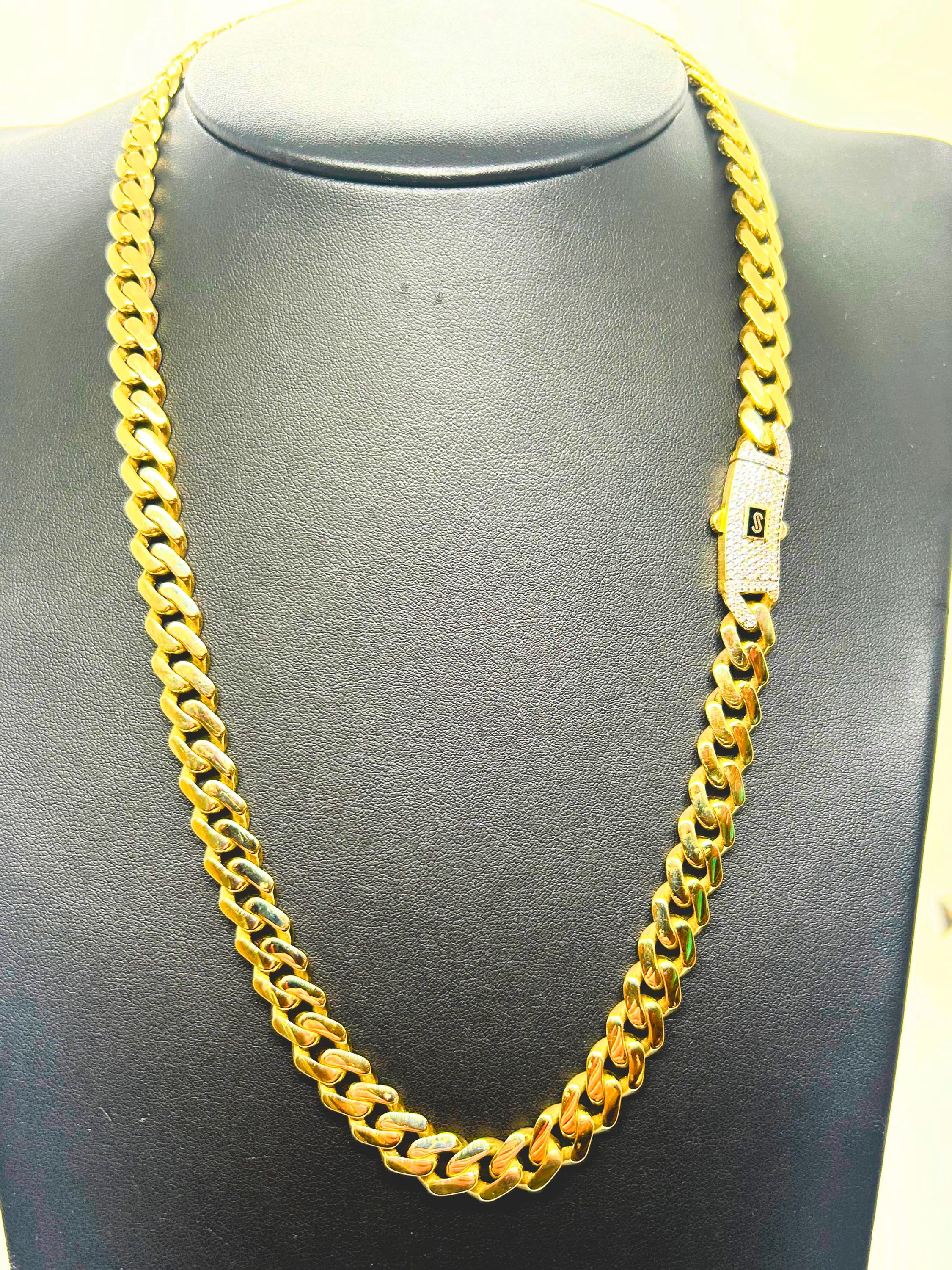 Real 10K Yellow Gold Cuban Monaco Chain for Women and Men 9.5mm Wide - Etsy