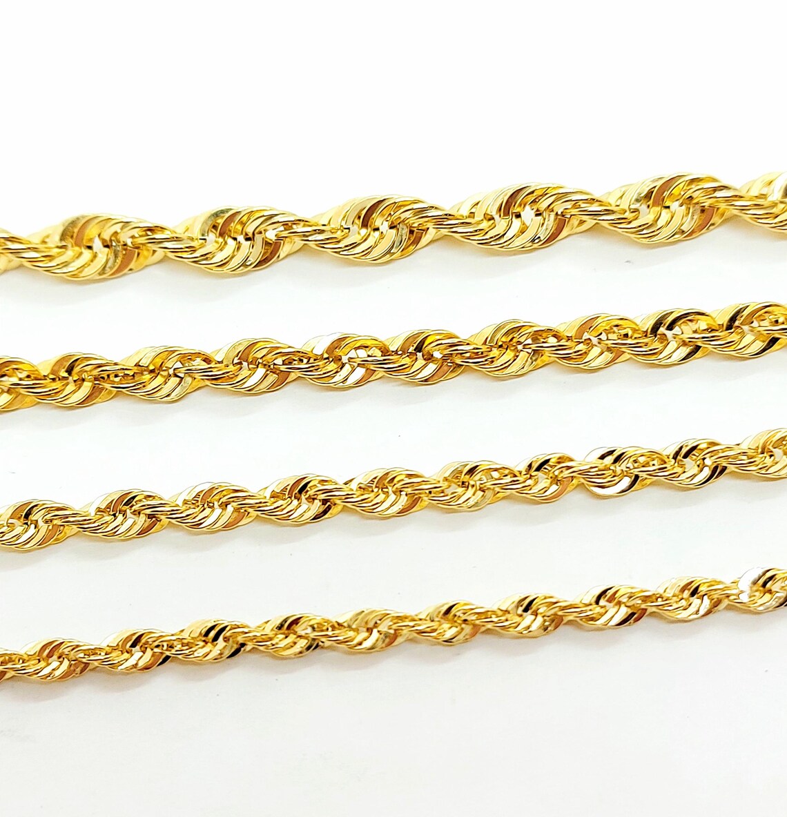 Customizable 10k Solid Gold Rope Chain Necklace ~3.5mm ~4mm ~4.5mm ~5 ...