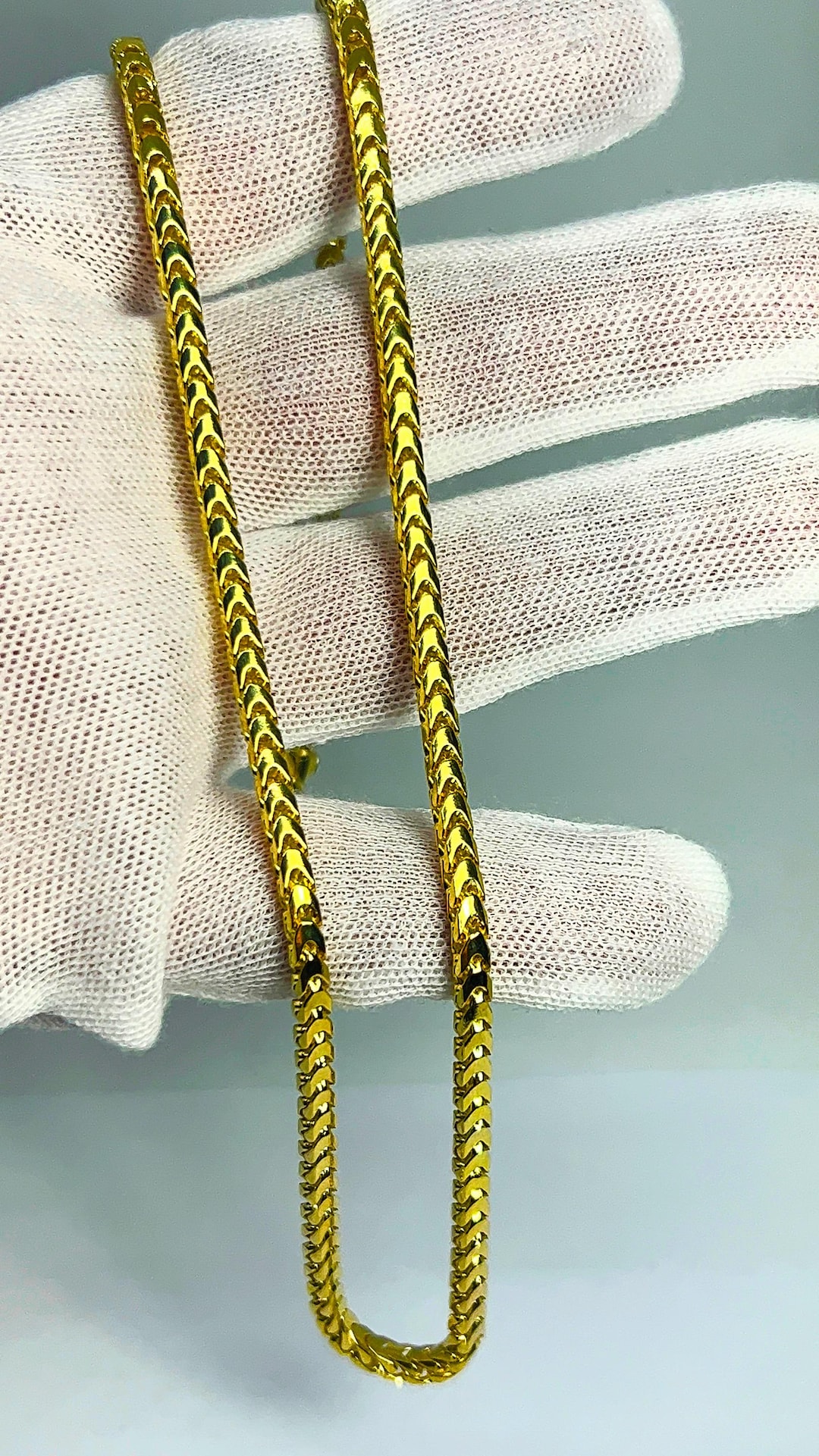 10k Gold Franco Chain ~4mm Solid 10K Gold Franco Box Chain 4mm, Men's ...