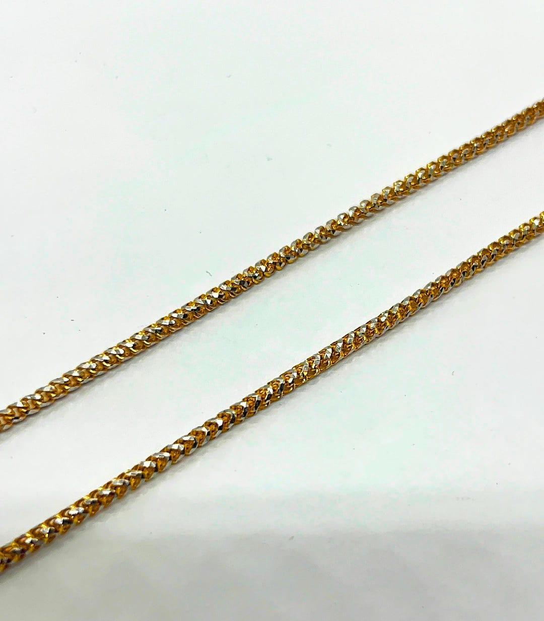10k Gold Round Franco 2 Tone Pineapple Chain 2.7mm Wide, Diamond Cut ...