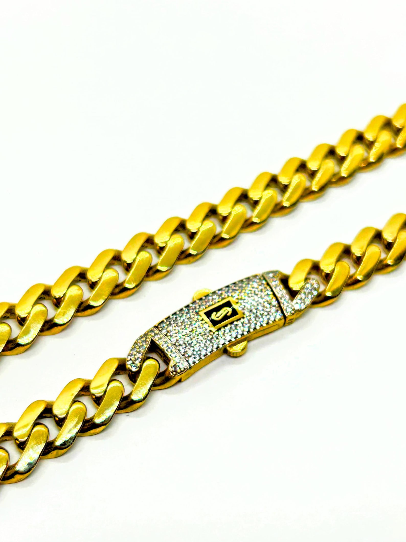 Real 10K Yellow Gold Cuban Monaco Chain for Women and Men 9.5mm Wide - Etsy