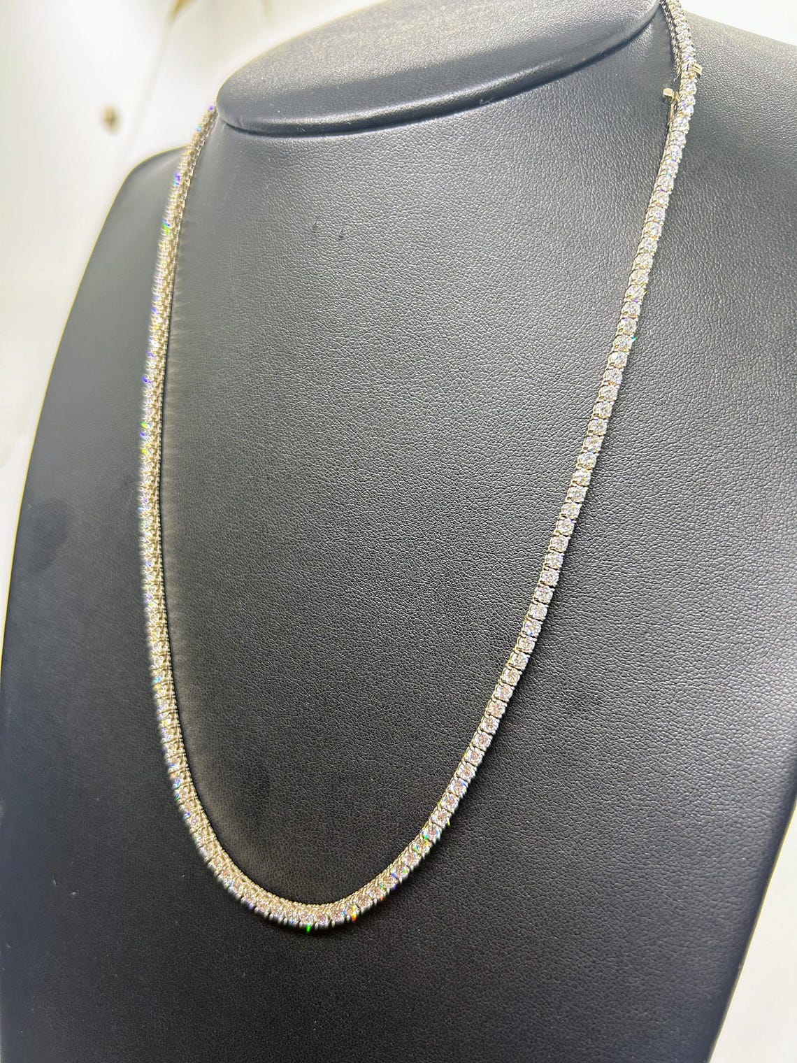 14k Solid Gold Lab Diamond Tennis Chain, CVD Diamond Bridal Necklace - Etsy