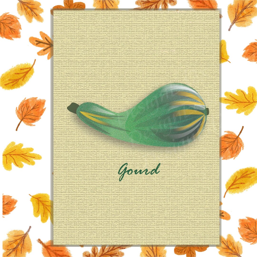 Illustrated Gourd Printable Card Vintage Typography Boho Autumn Fall ...