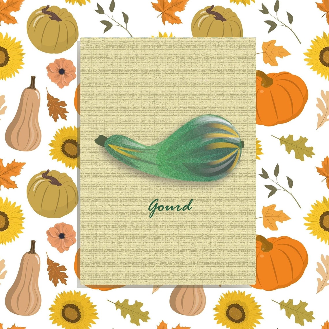 Illustrated Gourd Printable Card | Vintage Typography Boho Autumn Fall ...