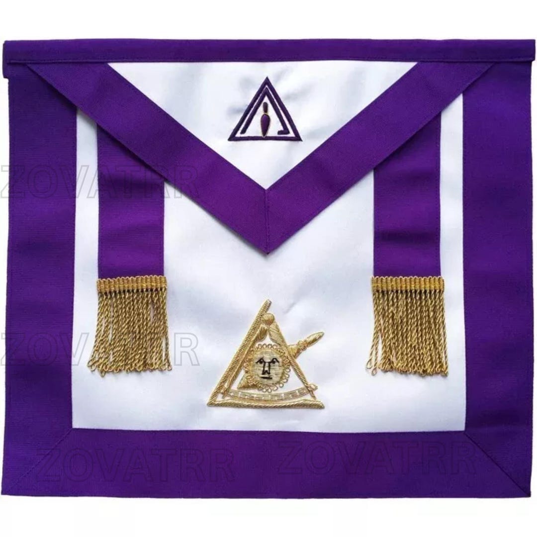 Past Illustrious Master Council Apron – Purple Grosgrain Border – Hand ...