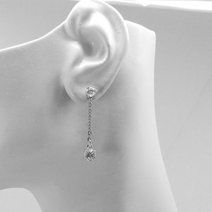 Silver Earring Jackets, Dangle Chain With Cubic Zirconia Jackets for ...