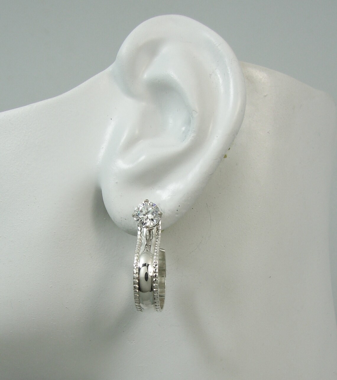 EARRING JACKETS Silver Dangle Hoops Jackets for Diamonds - Etsy