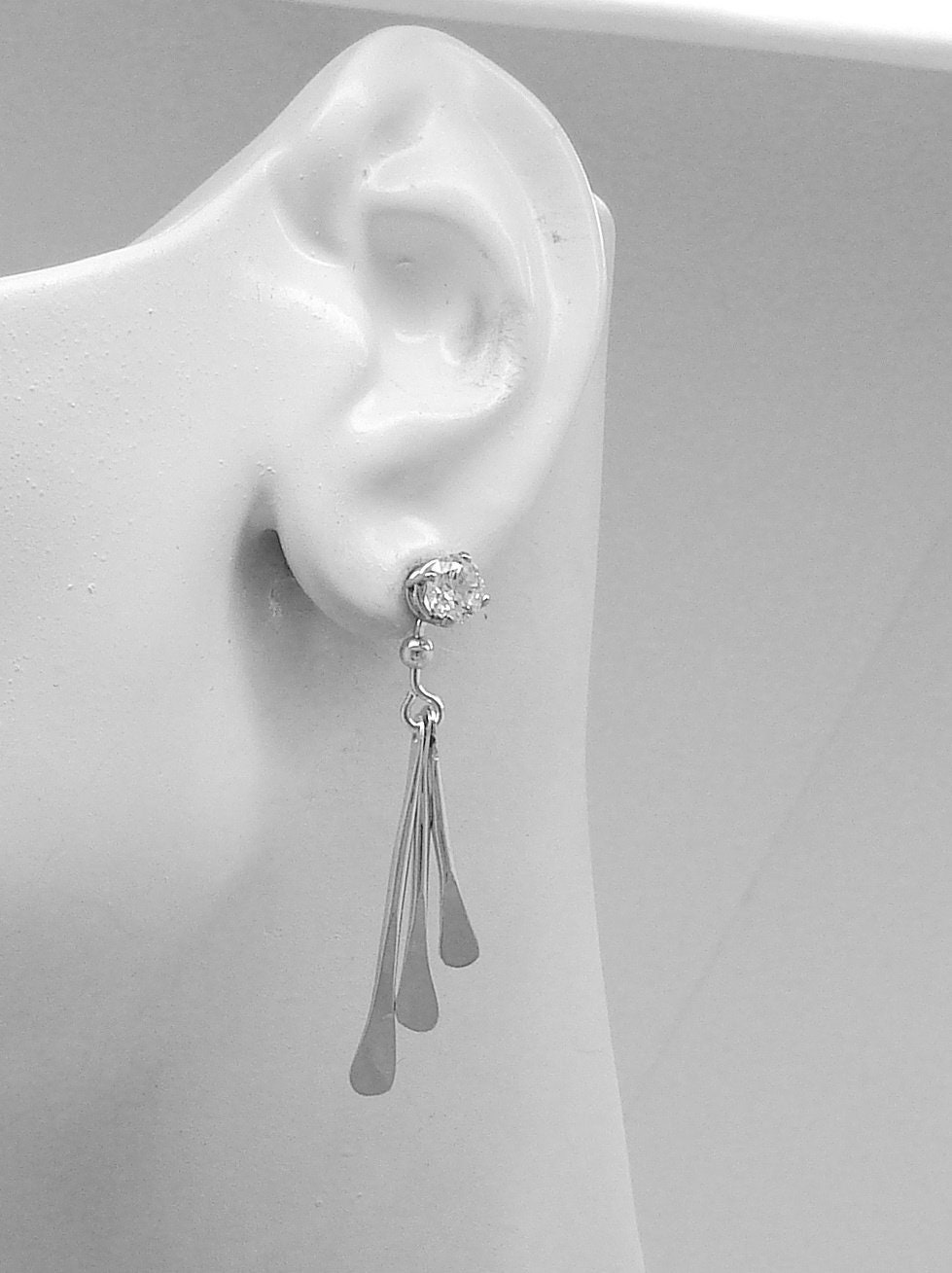 Earring Jackets Triple Dangle Sterling Silver Gemstone - Etsy