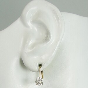 14K Solid Gold Fixed Round 6 Mm Lever Back Drop Earrings Cubic Zirconia ...