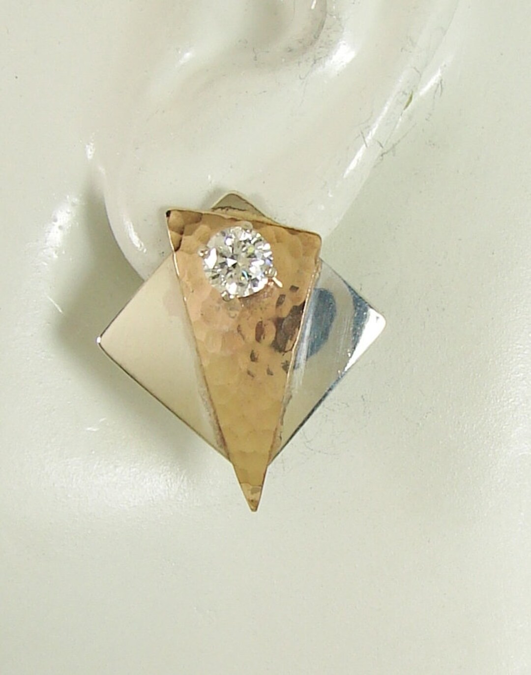 EARRING JACKETS, Silver and Gold Two Tone, Diamond Jackets, Stud ...