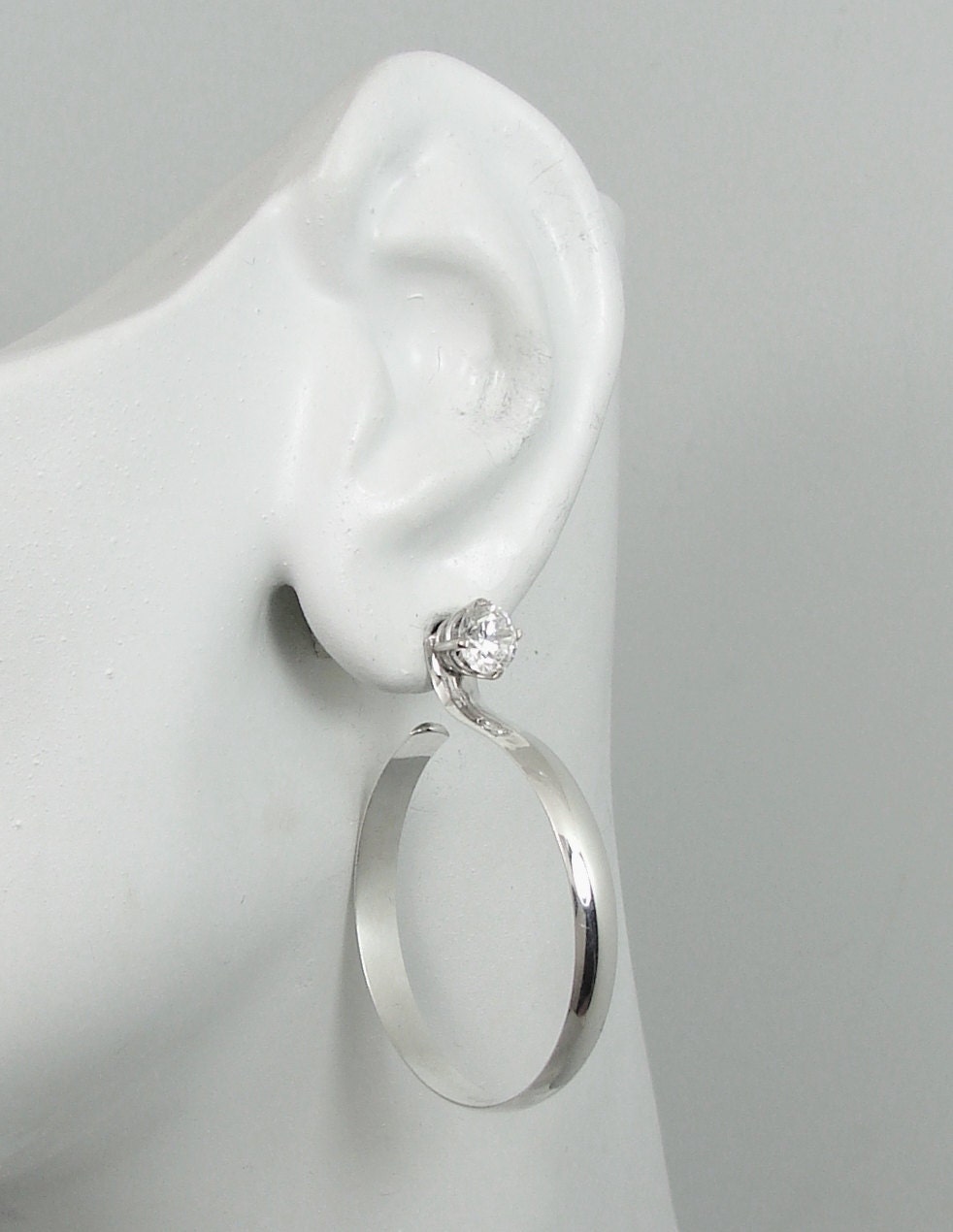 Hoop EARRING JACKETS, Diamond Jackets, Sterling Silver Dangle Jacket ...