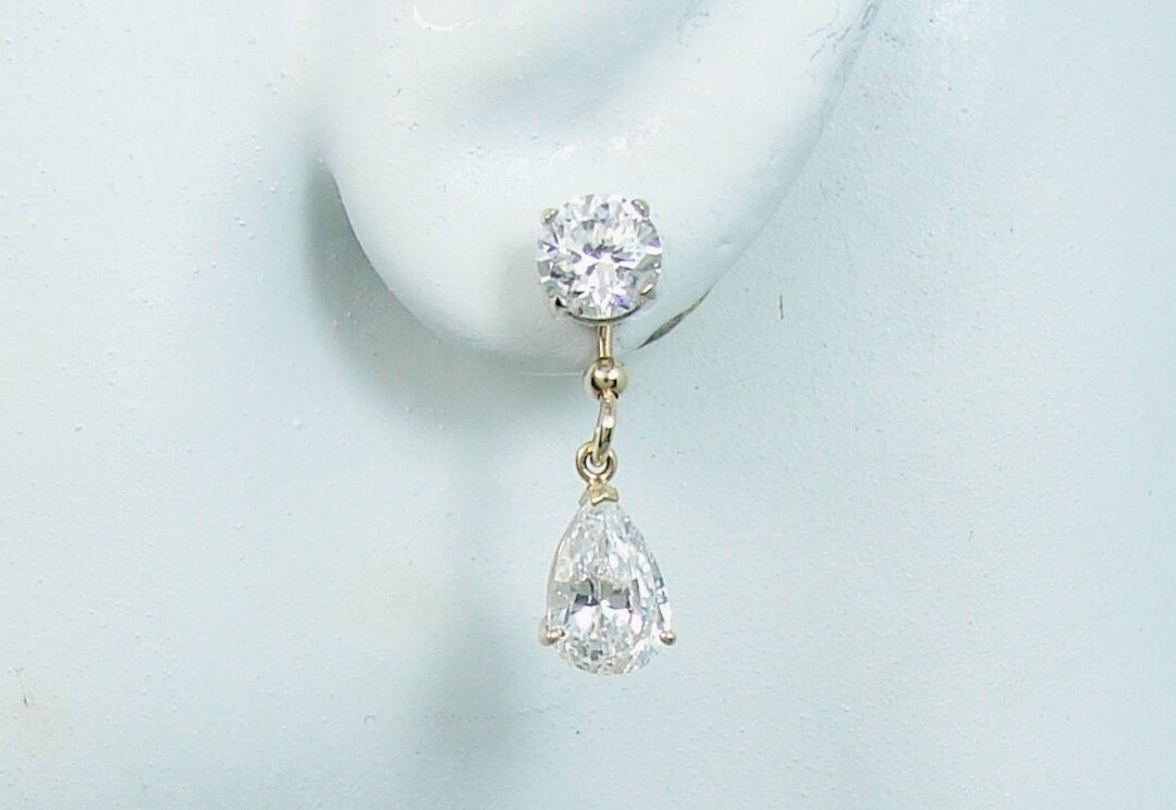 EARRING JACKETS for Studs,14k Solid Gold Dangle Jacket, Post Earring ...