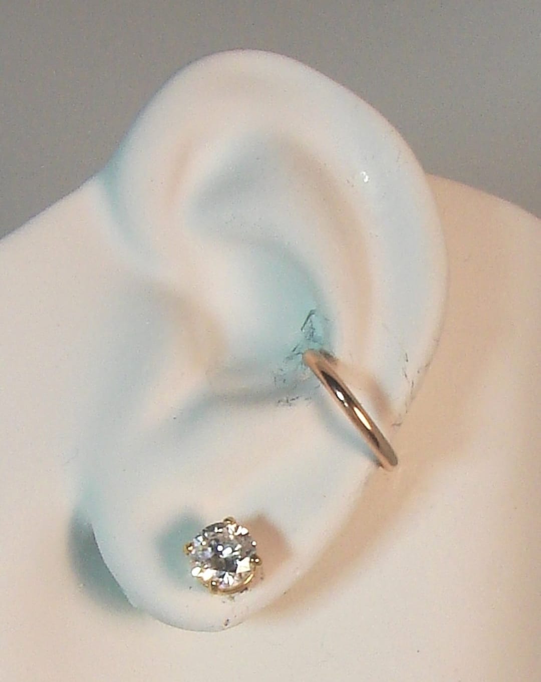 Conch Pierced Gauge Cartilage Earring, Pink Rose Gold, Conch Hoop ...