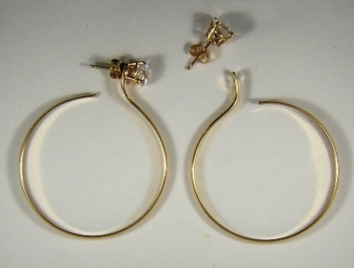 Earring Jackets Large Gold Hoop for Studs Smooth Hoops for - Etsy