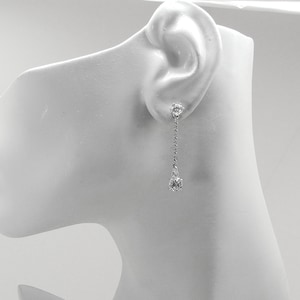 Silver Earring Jackets, Dangle Chain With Cubic Zirconia Jackets for ...