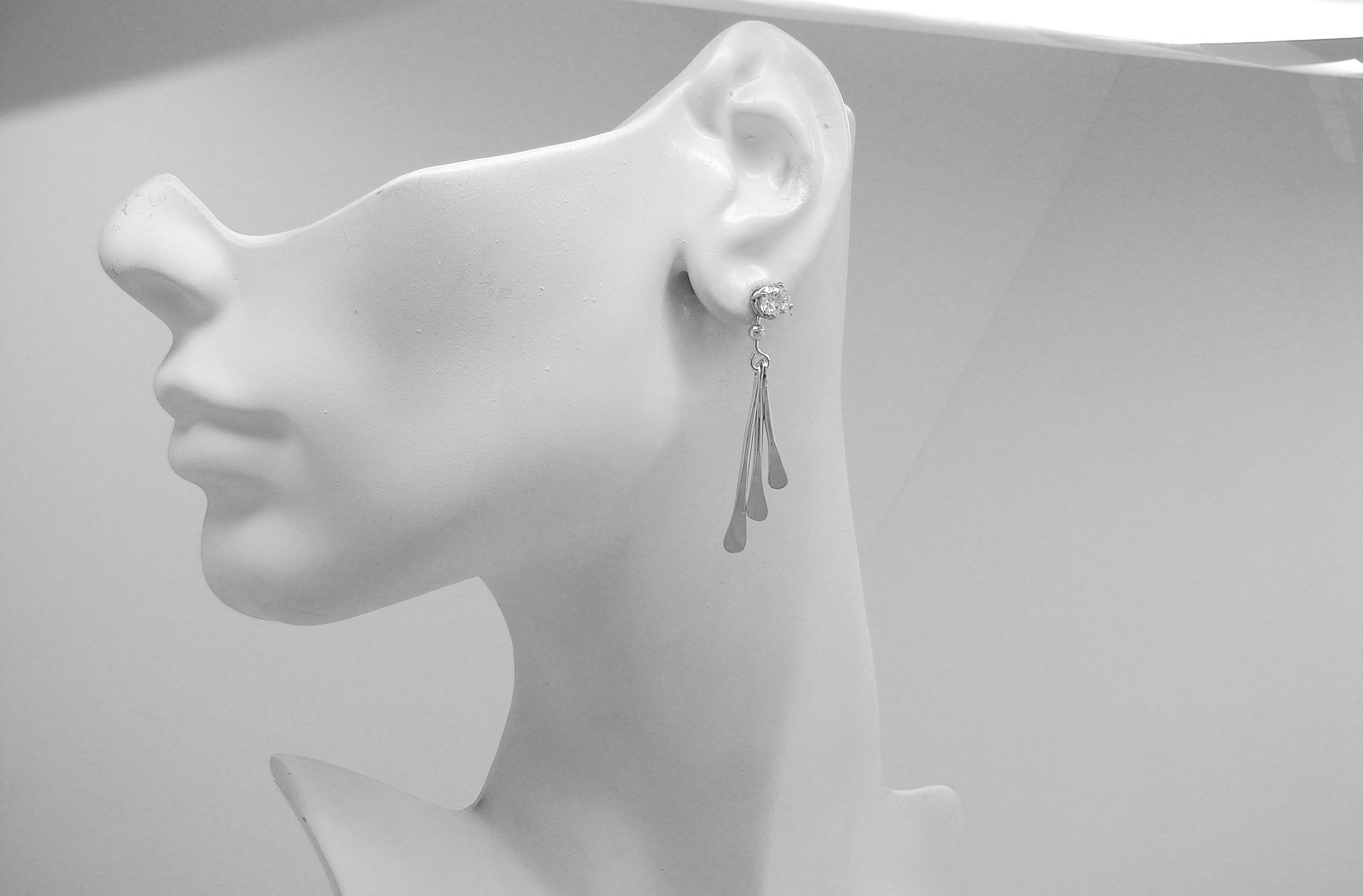 Earring Jackets Triple Dangle Sterling Silver Gemstone - Etsy