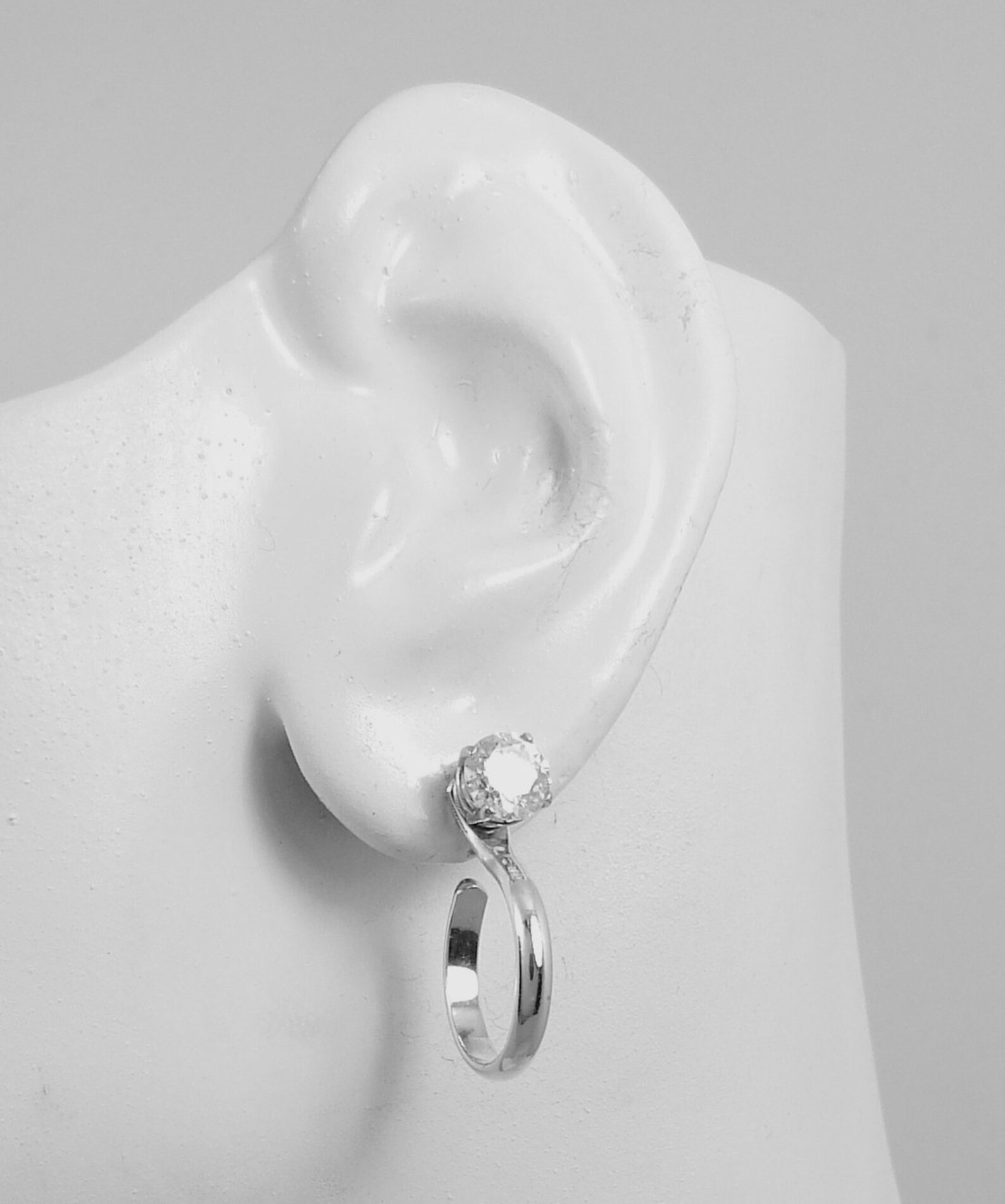 Earring Jackets Dangle Drop Hoop Half Round Diamond Jackets | Etsy